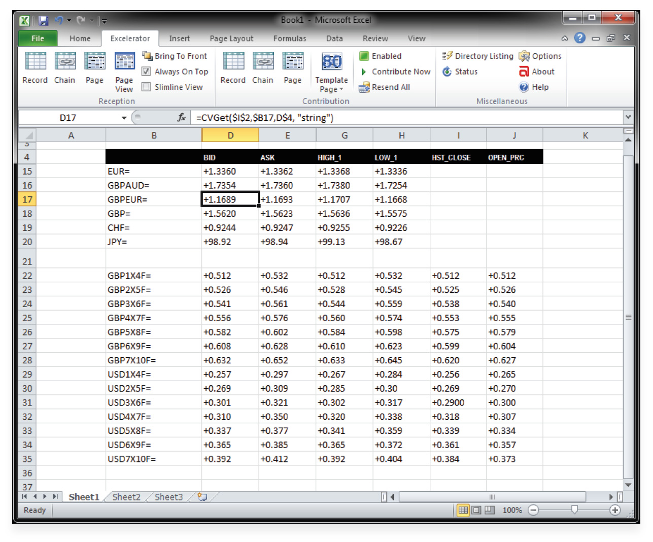 Excelerator | Real Time Market Data Excel